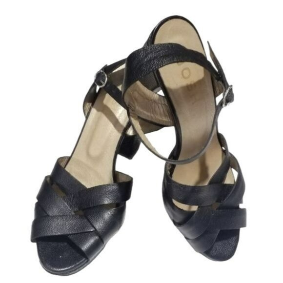 Josh | Shoes | Genuine Black Leather Platform Sandals Size 9 | Poshmark